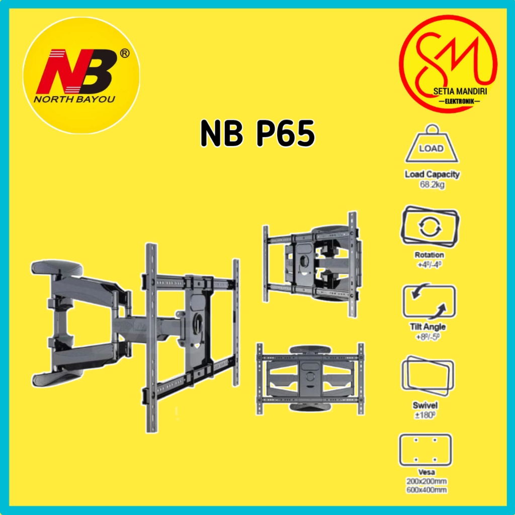 Jual Bracket TV LCD LED North Bayou NB P65 P-65 Heavy duty SWIVEL | Shopee Indonesia