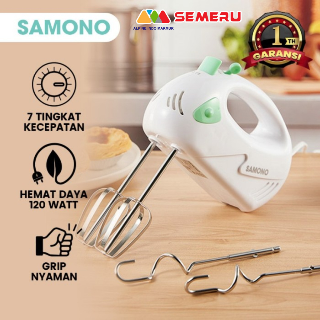 Jual SAMONO HAND MIXER WHITE 120W SW HM120 | Shopee Indonesia