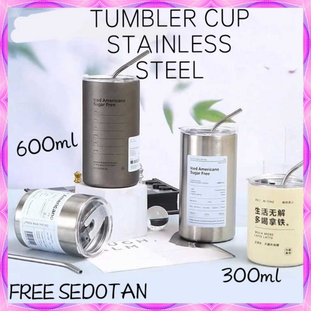 Jual Tumbler Stainless Steel Cangkir Kopi Cup 300ml & 600ml Portabel ...