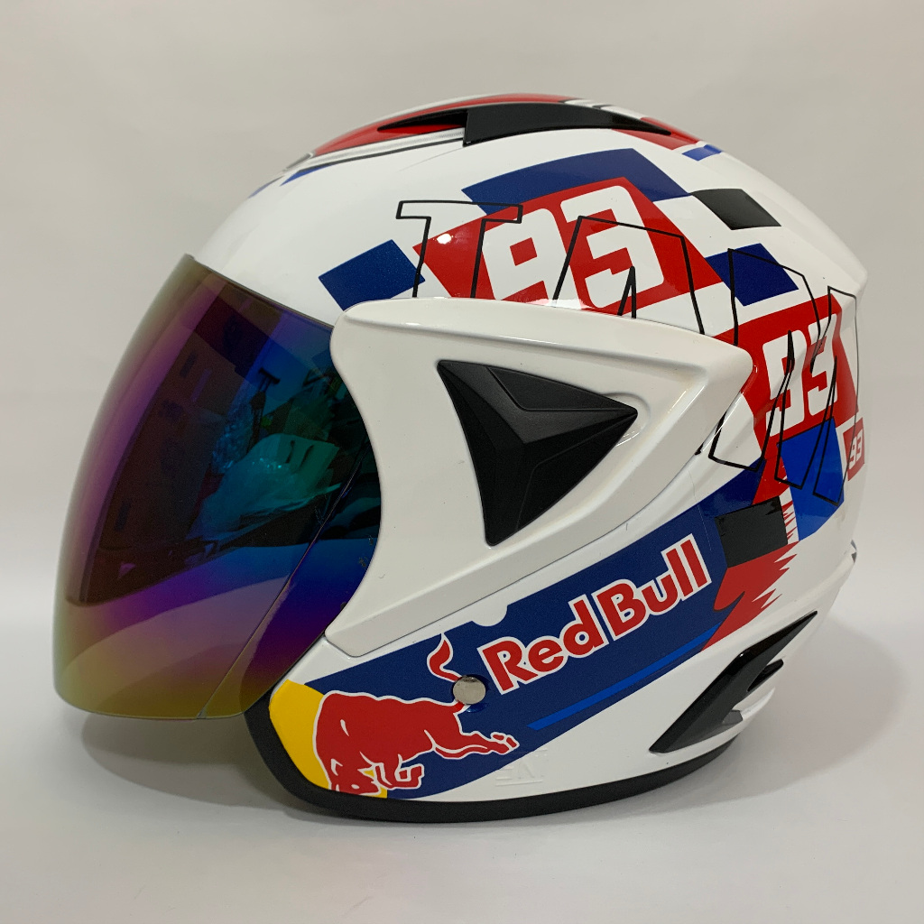 Jual Helm JP13 RedBul (Merah Biru) Putih Glossy - BXP - Single Visor ...