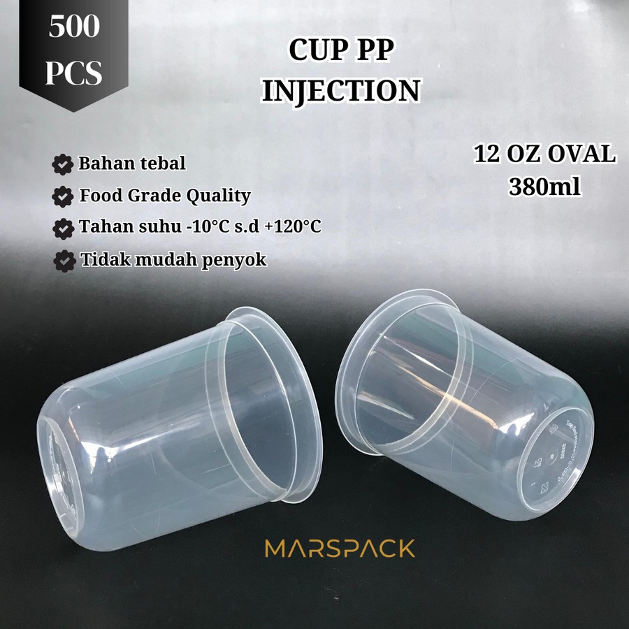 Jual Cup Injection PP 12oz Oval (380ml) - Cup only | Shopee Indonesia