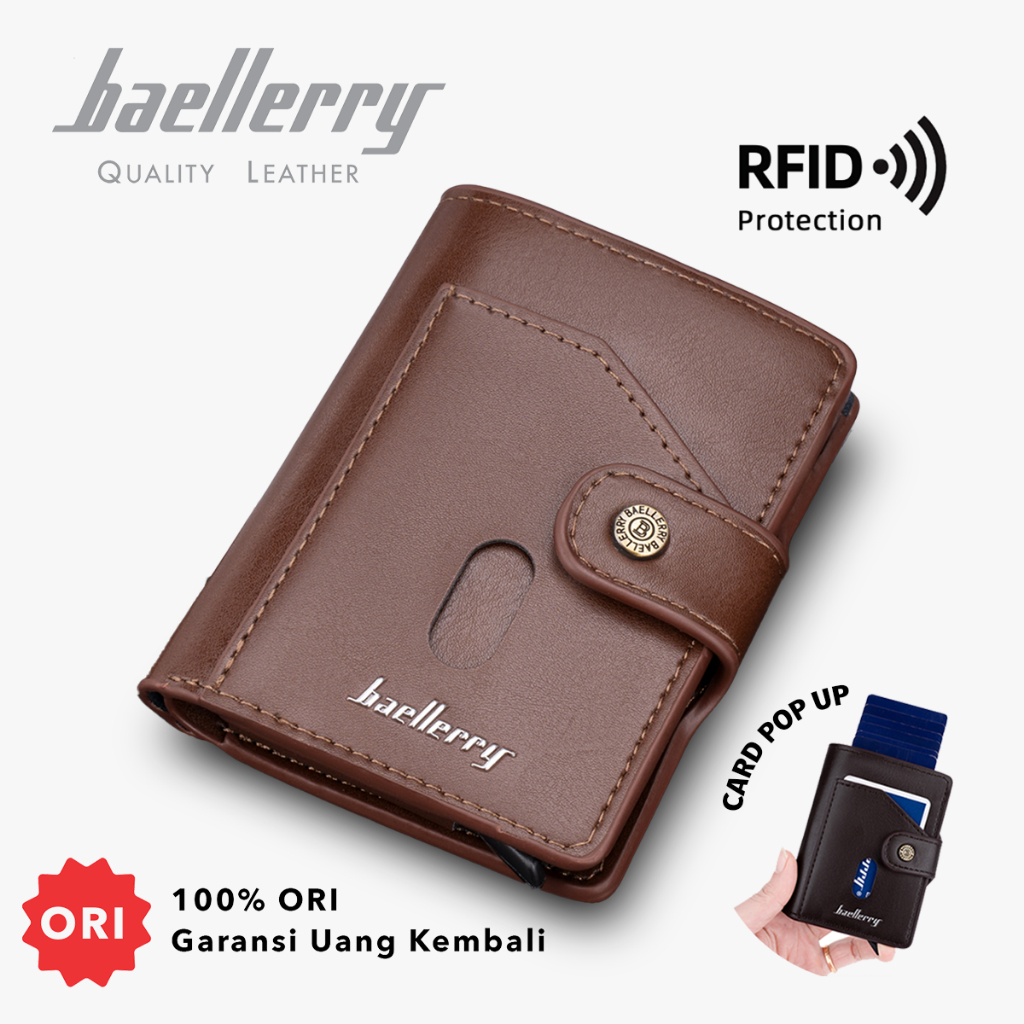 Jual BAELLERRY K9217 Dompet Pria Lipat Pendek Kartu RFID Protect Bahan ...