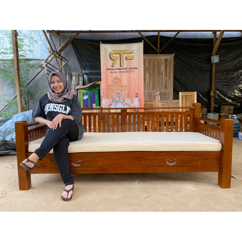 Jual REAL PICT !! Bangku bale bale jati minimalis terbaru (daybed jati ...