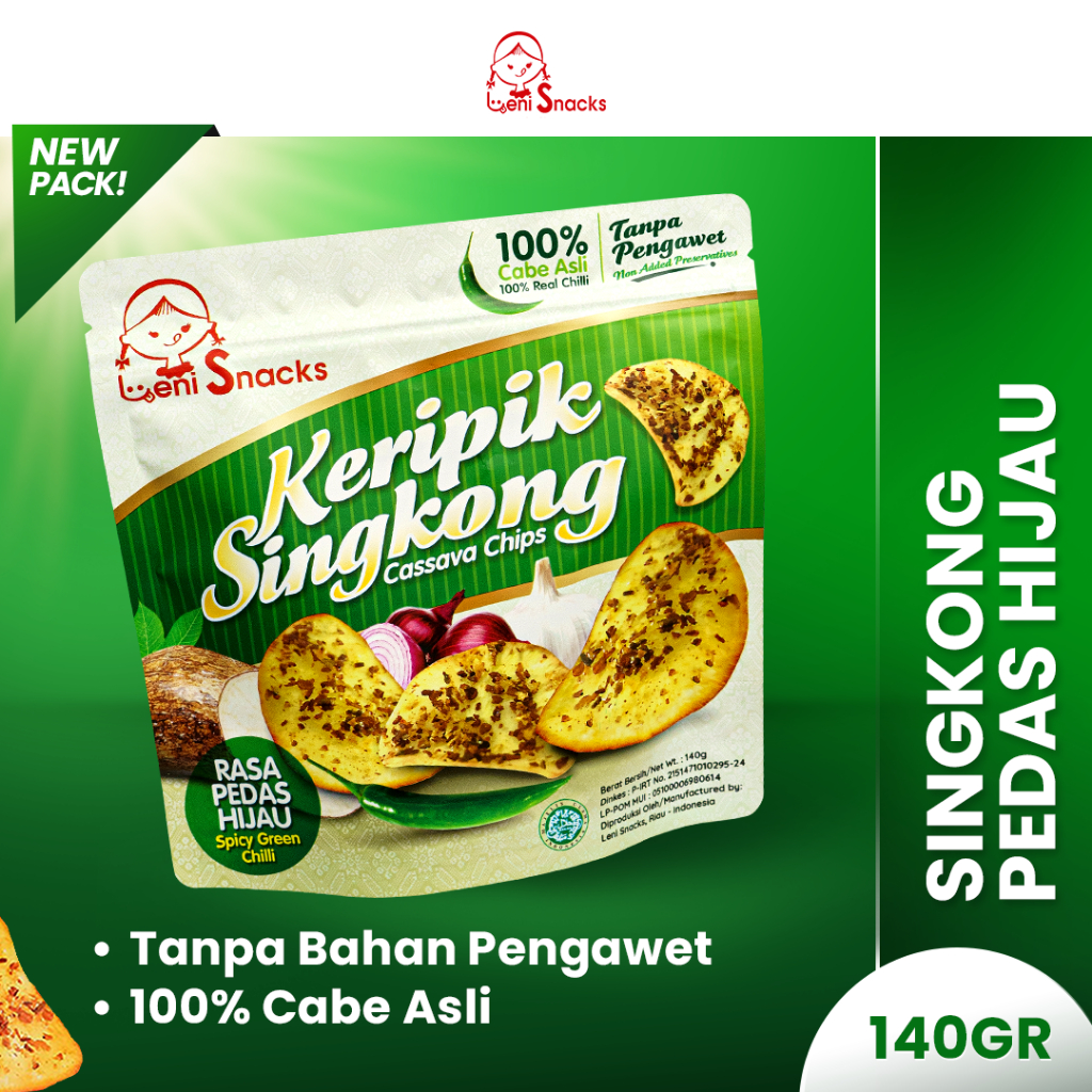 Jual Leni Snacks New Packaging - Keripik Singkong Pedas Hijau | Shopee Indonesia