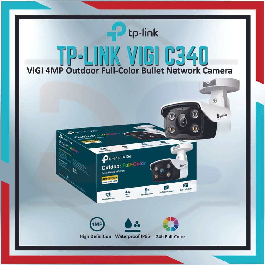 Jual TP-LINK VIGI C340 4MP OUTDOOR FULL COLOR BULLET NETWORK CAMERA ...