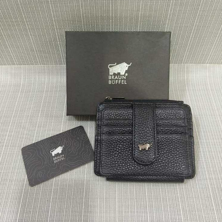 Jual Dompet kartu kancing sleting kulit sapi asli + box | Shopee Indonesia