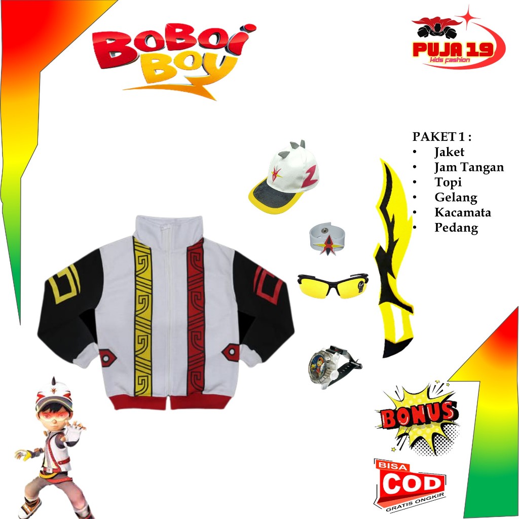 Jual Jaket kostum Boboiboy Supra putih MURAH dan TERBAIK | Shopee Indonesia