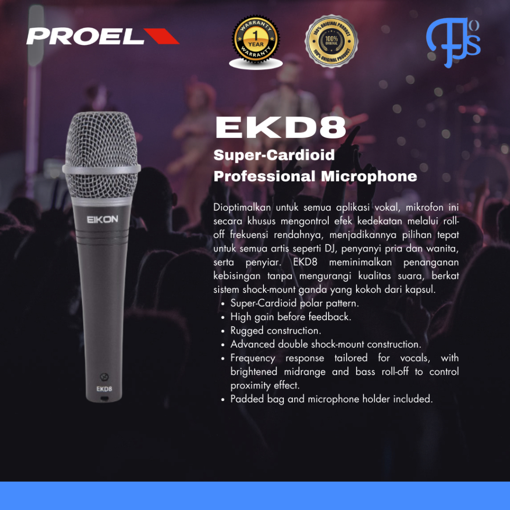 Jual PROEL EKD8 (PROFESSIONAL HANDHELD DYNAMIC MICROPHONE) | Shopee ...