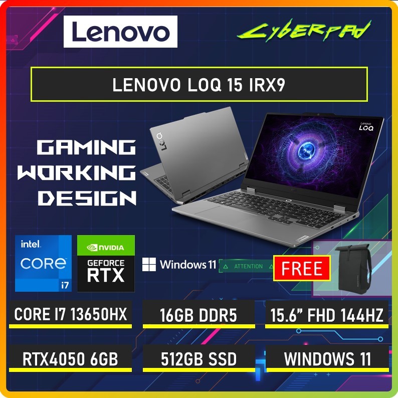 Jual [FREE MOUSE!!] Lenovo LOQ 15 RTX4050 6GB i7 13650HX RAM 16GB 512GB ...