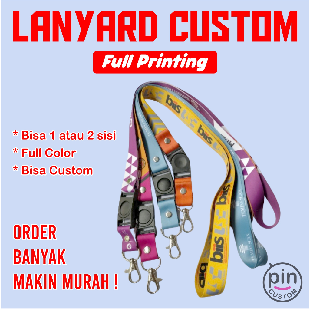 Jual Custom Cetak Tali Lanyard Full Color Print Sublim Digital Printing ...