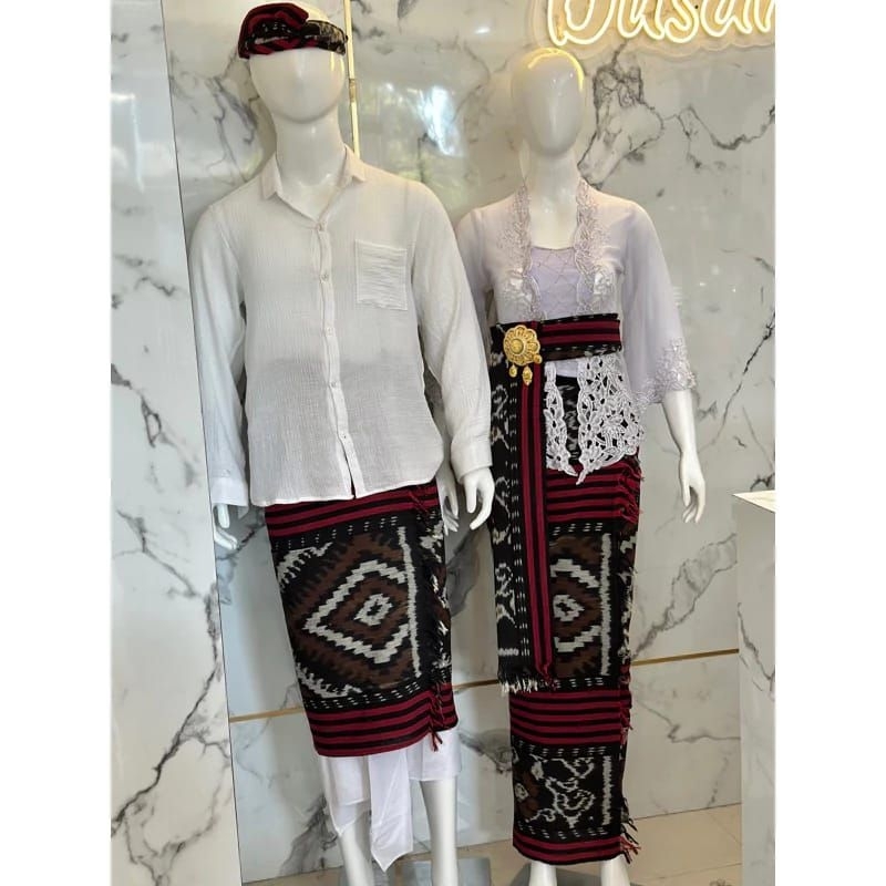 Jual SET COUPLE PAKAIAN ADAT BALI SAPUT + KAMEN + SELENDANG TENUNAN ...