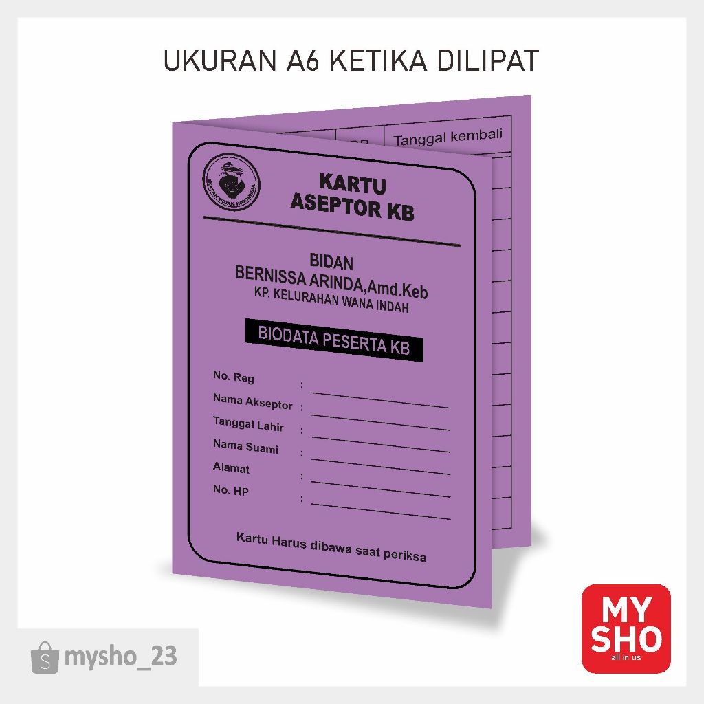 Jual KARTU AKSEPTOR KB LIPAT BIDAN / PERAWAT | Shopee Indonesia