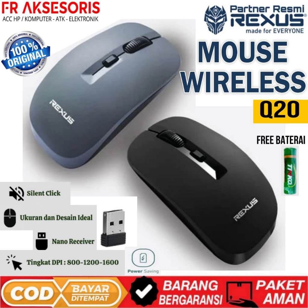 Jual Mouse Wireless Rexus Q20 Silent Click 1600 Dpi MOUSE WIRELESS ...