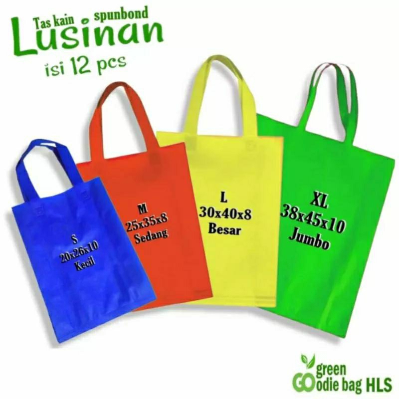 Jual ( 12 pcs ) Goodie bag tas spunbond jumbo,besar,sedang dan kecil ...