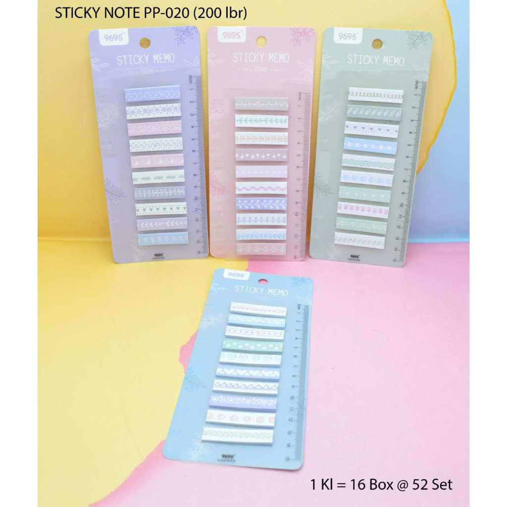 Jual sticky notes fancy pp 020 isi 200 lembar merek 9695 pembatas ...