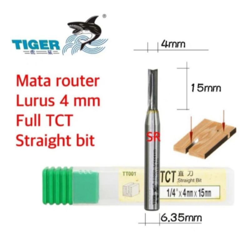Jual Mata Profil/ Router Lurus 4mm Full TCT/ Straight Bit TIGER ...