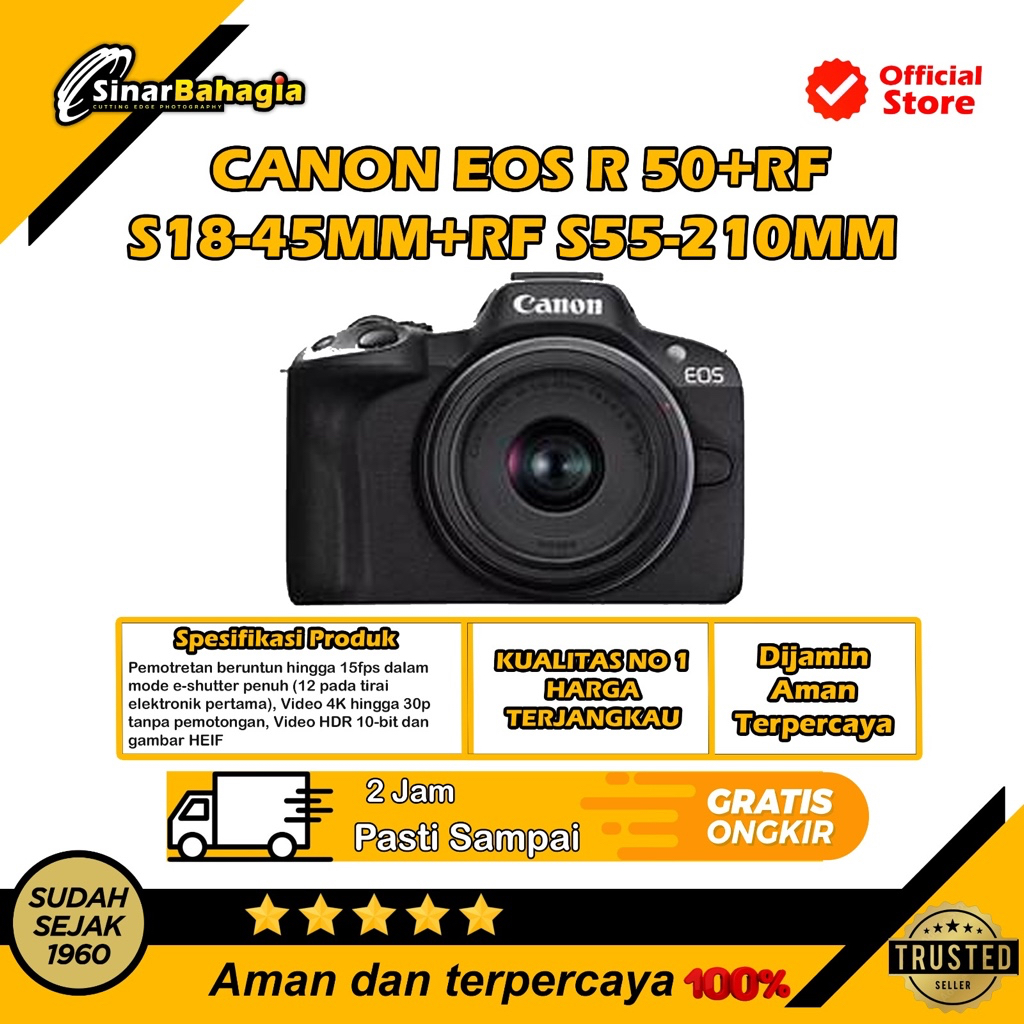 Jual canon EOS R50/eos R 50/body/kit 18-45mm/55-210mm | Shopee Indonesia