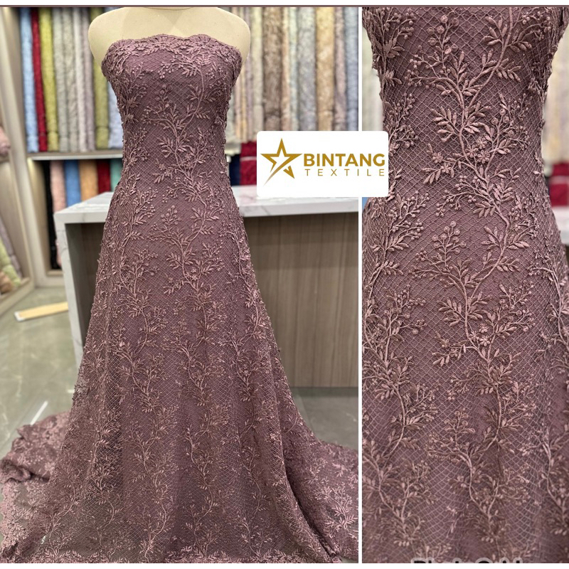 Jual Bahan kain brokat 3D bordir mewah Premium/ Bahan kain kebaya ...