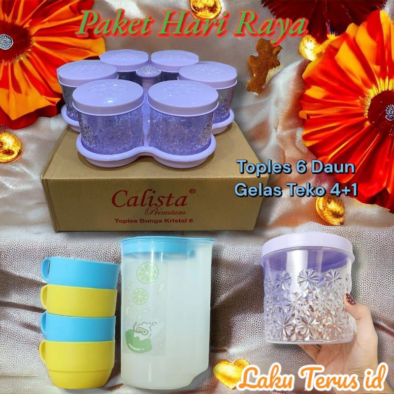 Jual LT 032 Paket Hari Raya Toples Calista 6 Daun Beserta Teko Cangkir ...