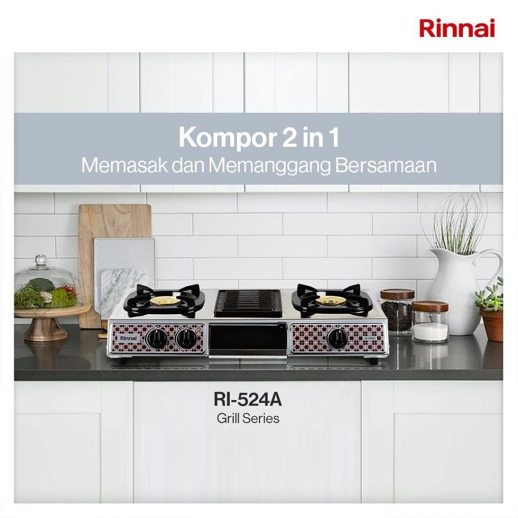 Jual RINNAI - Kompor Gas 2 Tungku + Grill Series Type 524A Garansi ...