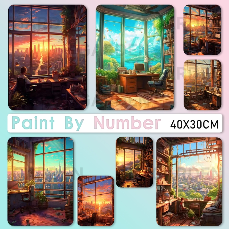 Jual [With Frame]paint by number 40x30 matahari terbenam/Barang DIY ...