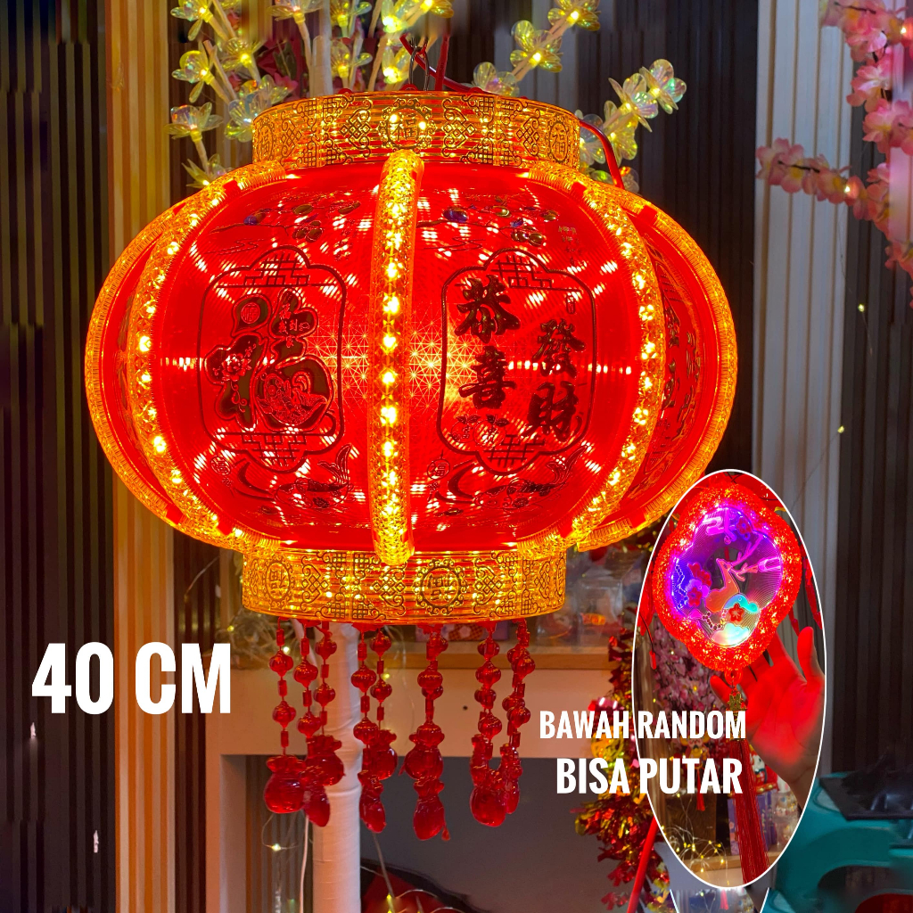 Jual Lampion Lampu Imlek Besar Listrik LED Bisa Putar 360 Derajat / Red ...