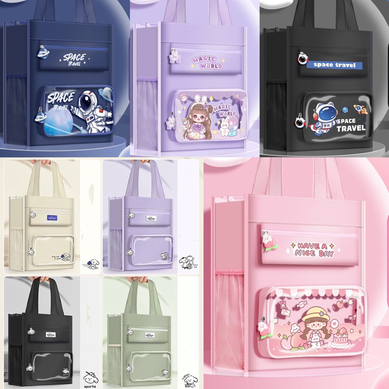 Jual Tas les anak books hand bag cute polos Map A4 stationary organizer ...