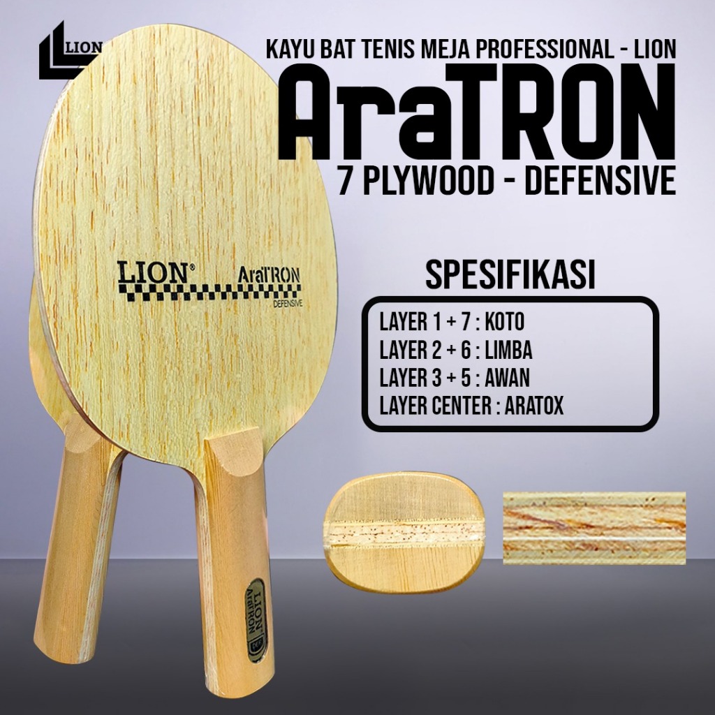 Jual Kayu Bat Tenis Meja Pingpong Lion Aratron Defence Bat Bertahan | Shopee Indonesia