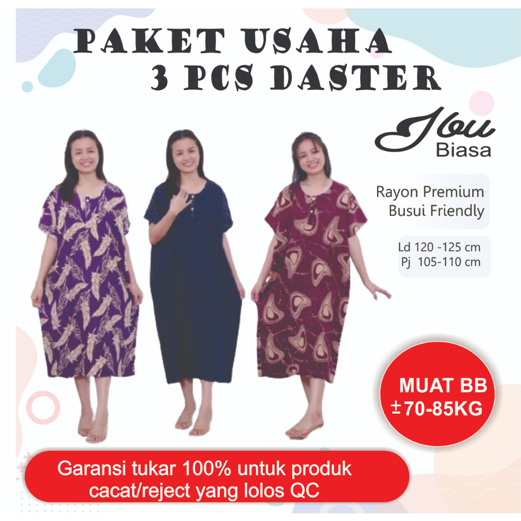Jual Paket 3Pcs Daster Ony Ibu size standar LD 120 cm Harga Murah Bahan ...
