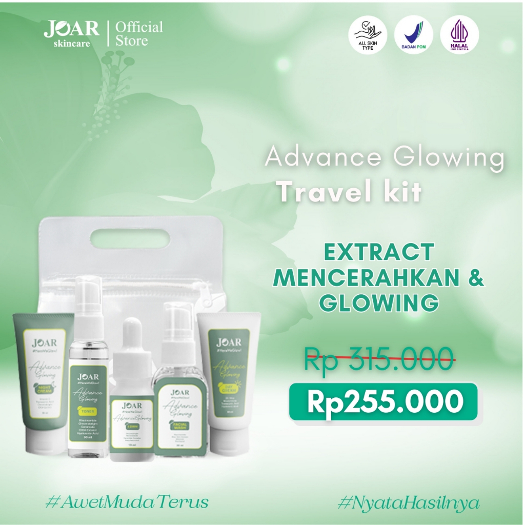 Jual JOAR Advance Glowing Travel Kit (Facial Wash, Toner, Serum, Day ...