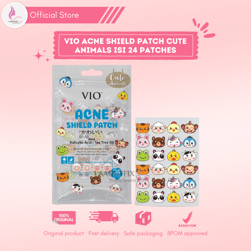 Jual VIO ACNE SHIELD PATCH CUTE ANIMALS ISI 24 PATCHES | Shopee Indonesia