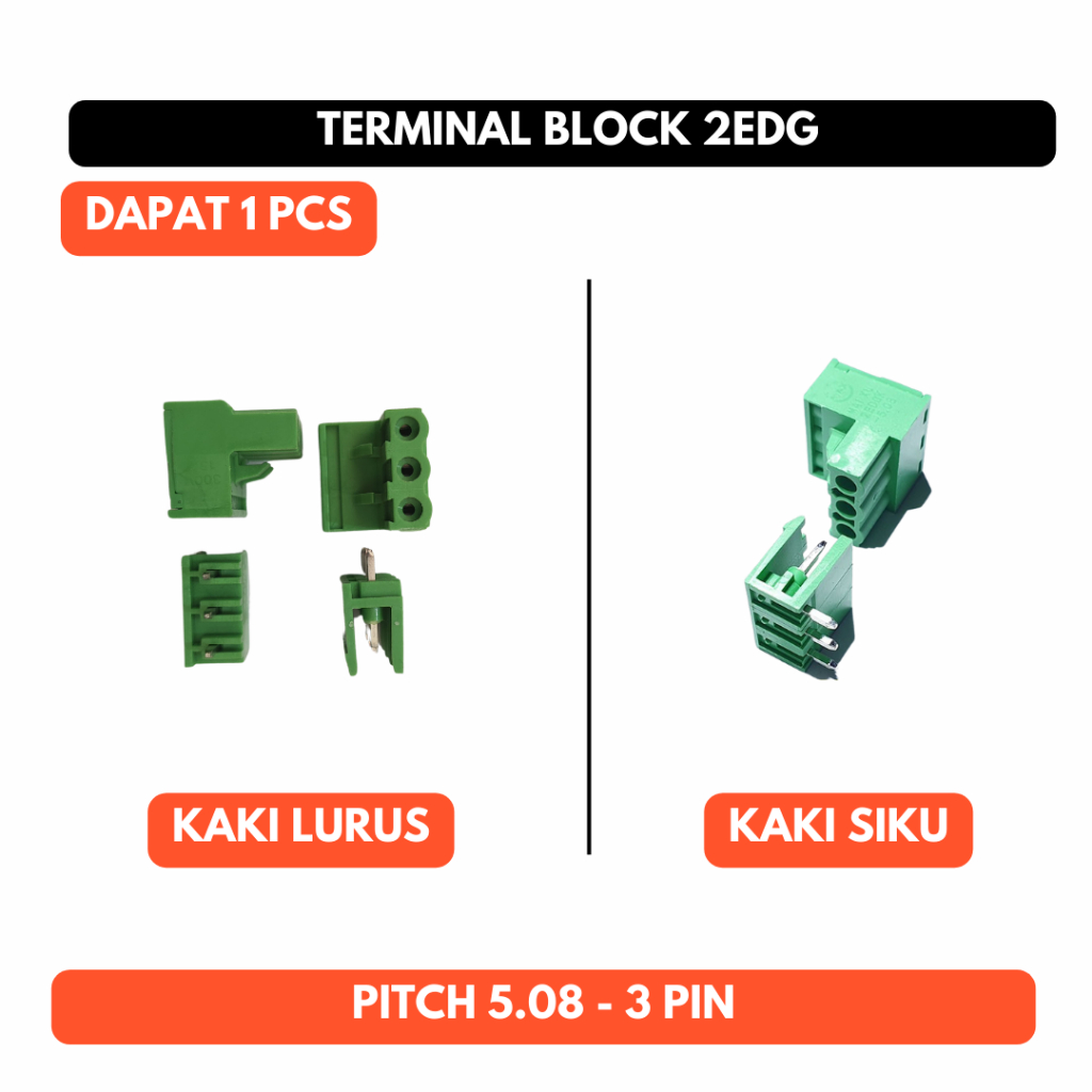 Jual Terminal Block 3P 2EDG Pitch 5.08 3 Pin Konektor Blok Kaki Siku ...