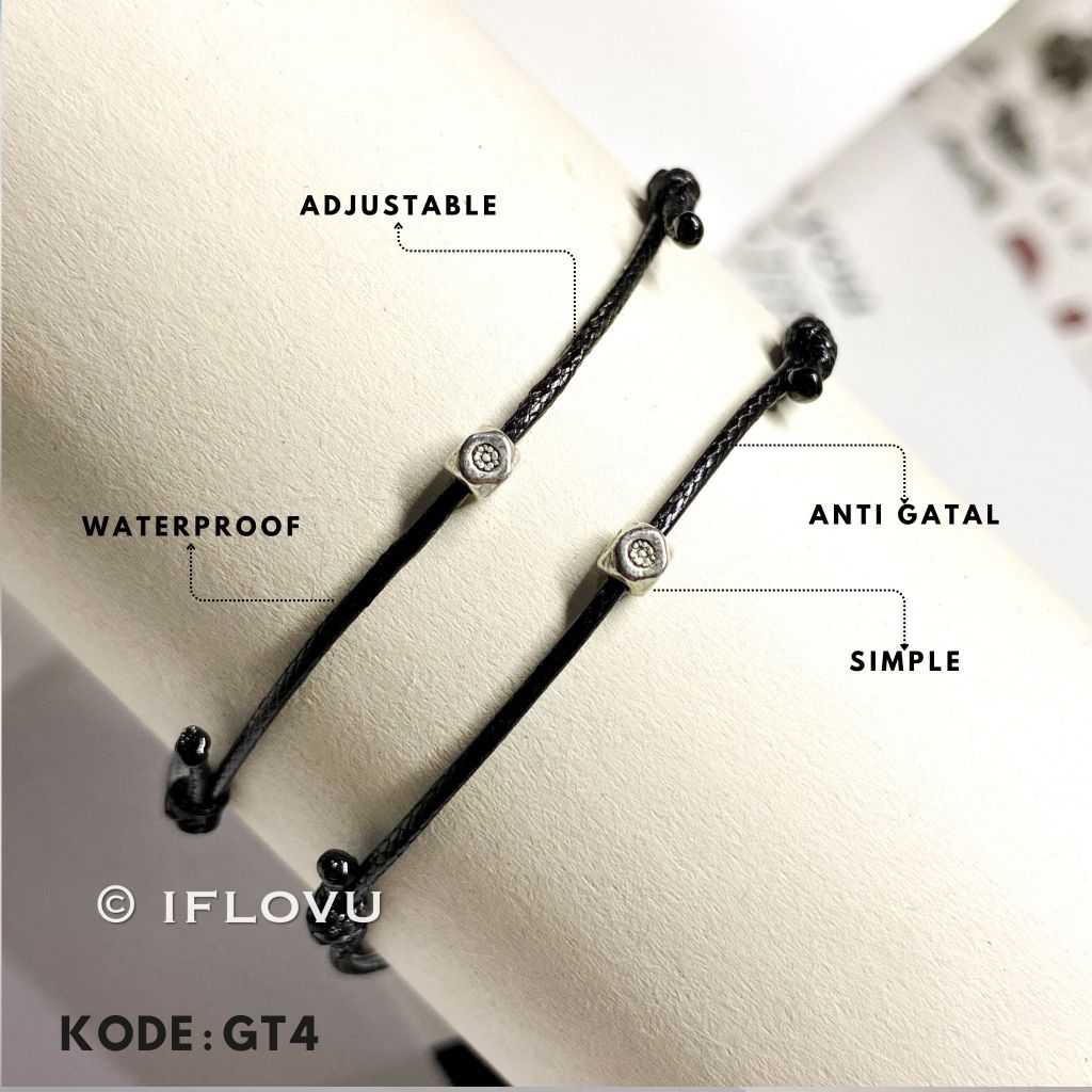 Jual (2PCS) Gelang Couple Simple | Anti air | Adjustable | Gelang Tali ...