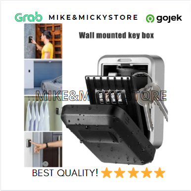 Jual Wall Mount Key Lock Box 4 Digit Password Code Security Lock No Key ...