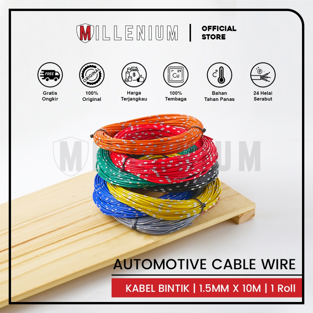 Jual Kabel Otomotif 1.5MM x 10M Cable Bintik Body Mobil Motor Serabut Tembaga Berkualitas ...