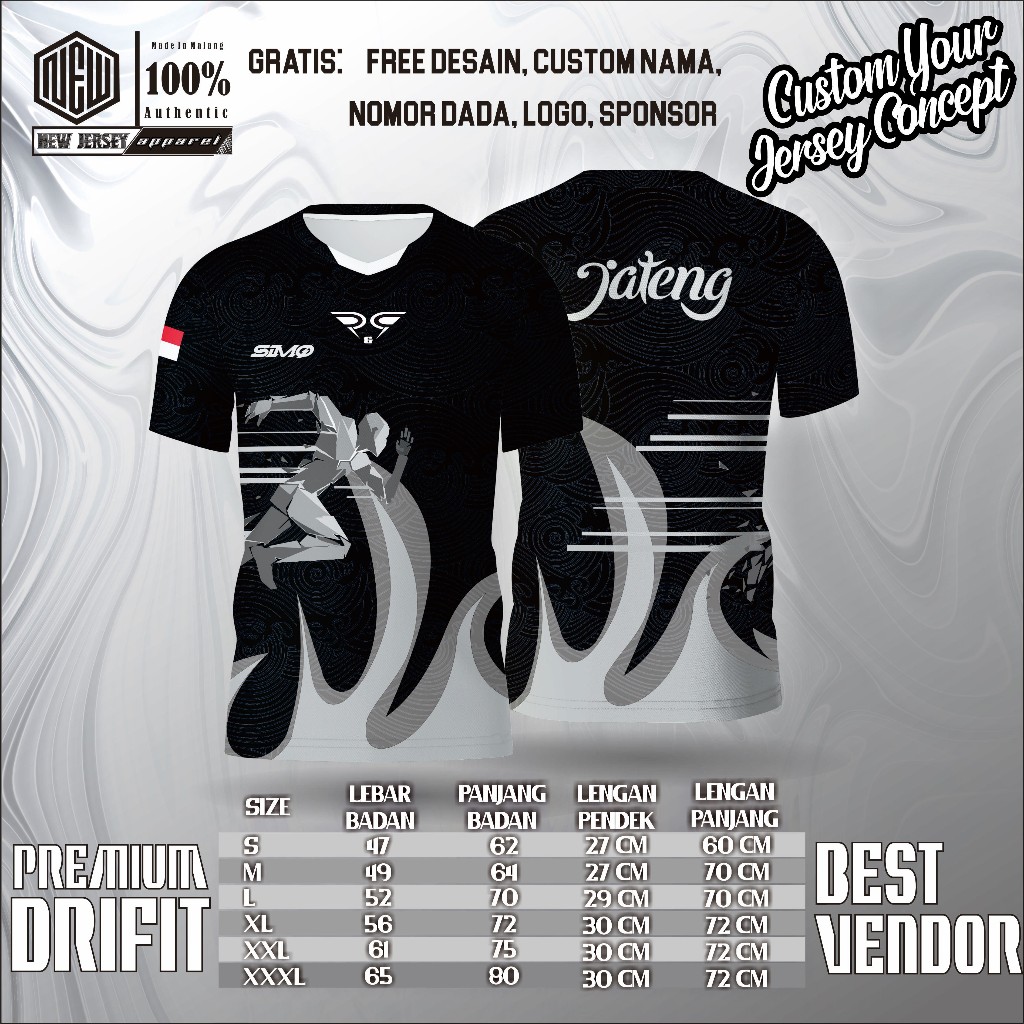 Jual Jersey Running Custom Jawa Tengah (free Nama dan Logo) | Shopee ...