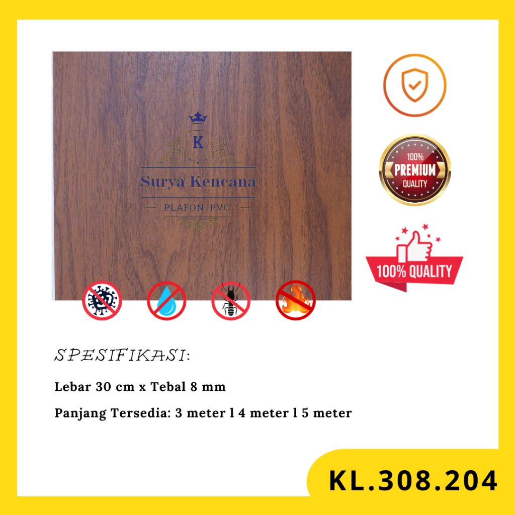 Jual Plafon PVC laminate KL.308.204 lebar 30 cm Surya Kencana | Shopee ...