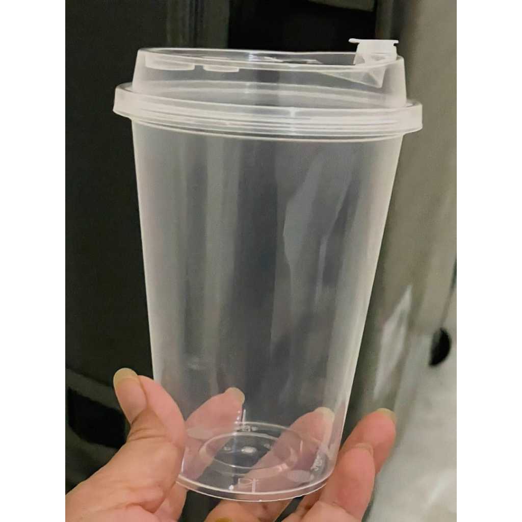 Jual Cup Injection Gelas Plastik PP injection 16 Oz Datar + Tutup dan ...
