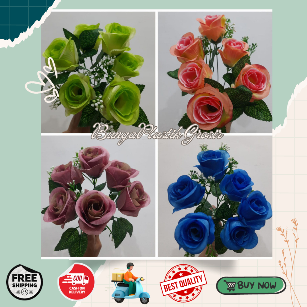 Jual Bunga Mawar Kuncup Jepang Cabang 6 / Ecer KJ6 | Shopee Indonesia