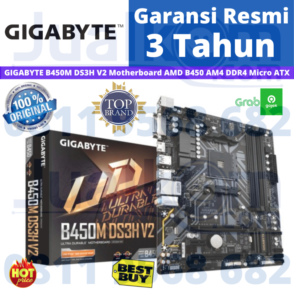 Jual GIGABYTE B450M DS3H V2 AMD B450 AM4 DDR4 Micro ATX | Shopee Indonesia