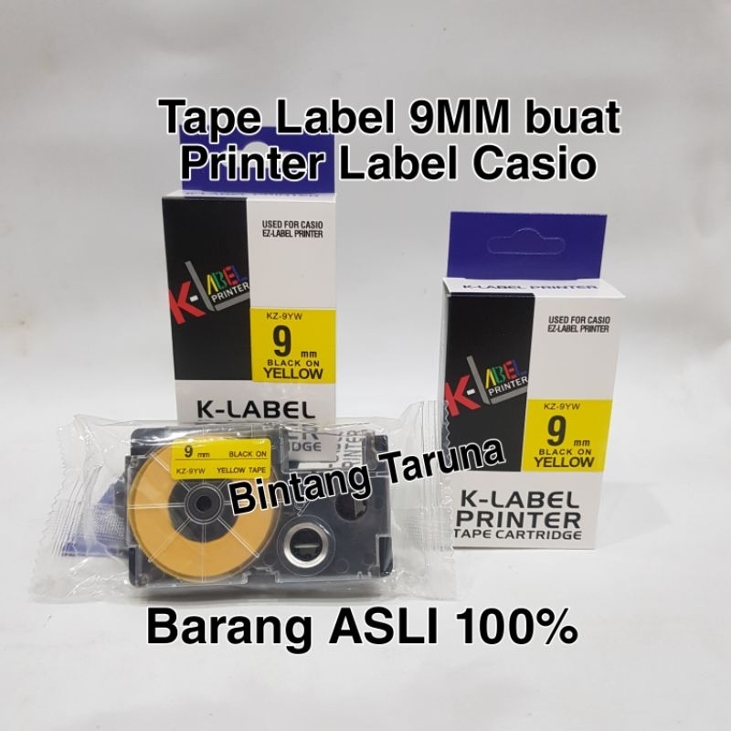 Jual Tape label 9mm KZ-9YW for EZ-Label Printer Casio Tape Label 9 mm K ...