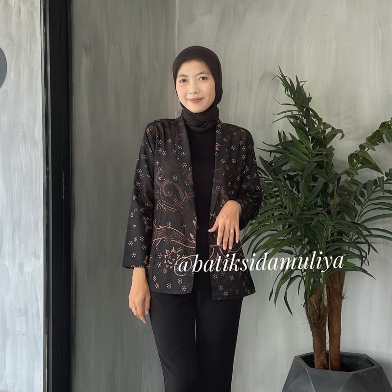 Jual Blazer Batik Wanita Atasan Batik Blouse Jaz Outer Kantor Premium ...