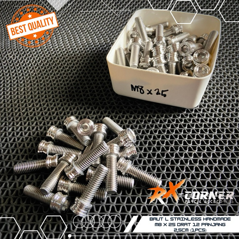 Jual baut L stainless handmade m8 baut12 drat 12 panjang 2cm 3cm 4cm 5cm 6CM | Shopee Indonesia