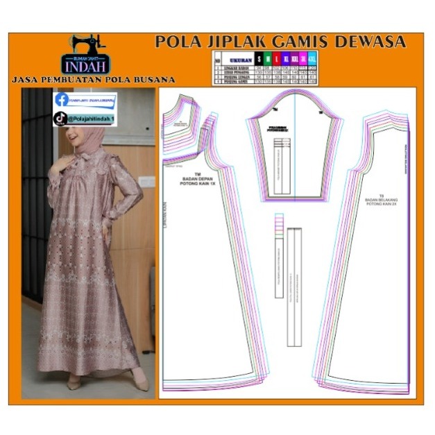 Jual Pola Jahit Gamis Dewasa Model Kerut Dada | Shopee Indonesia