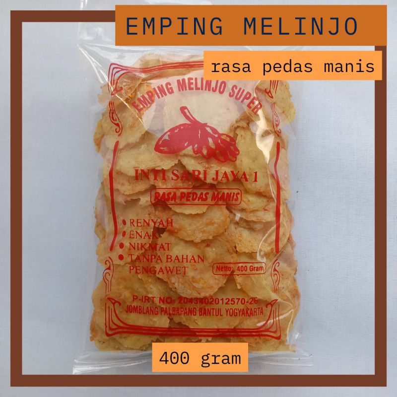 Jual emping melinjo mentah pedas manis kemasan 400 gram | Shopee Indonesia