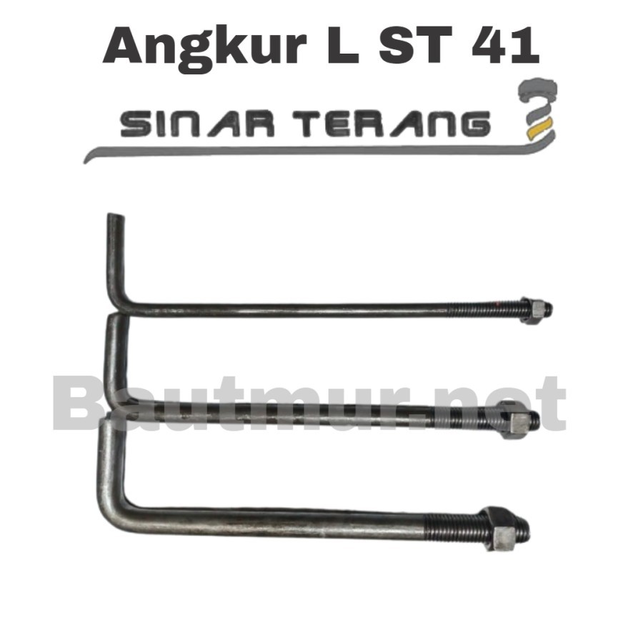 Jual Baut Angkur L ST41 3/4" x 30cm (19mmx 30cm) plus mur -Besi Baja ...