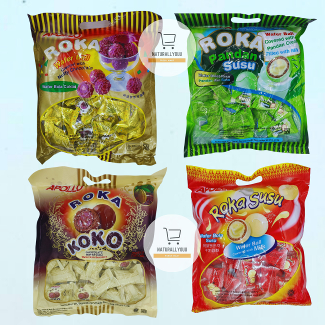 Jual Apollo Roka Wafer Ball 50s (300gr/250gr) Original/Susu/Pandan/Koko ...