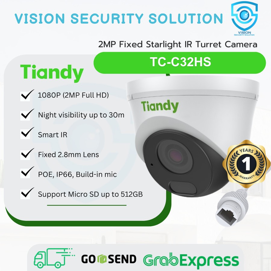 Jual Tiandy TC-C32HS 2MP IP Camera CCTV Indoor AUDIO POE IR - Smart CCTV Indoor - Garansi Resmi ...
