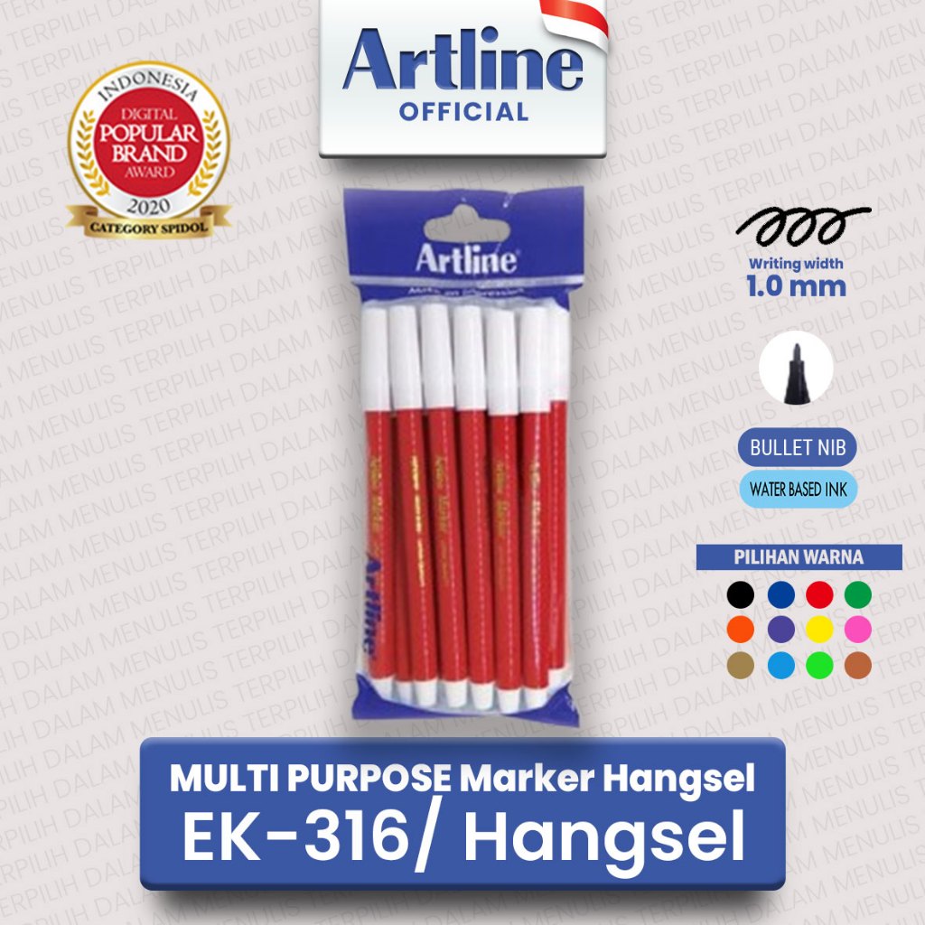 Jual ARTLINE Spidol Mewarnai Marker Hangsel EK-316/H (12 BUAH) | Shopee ...