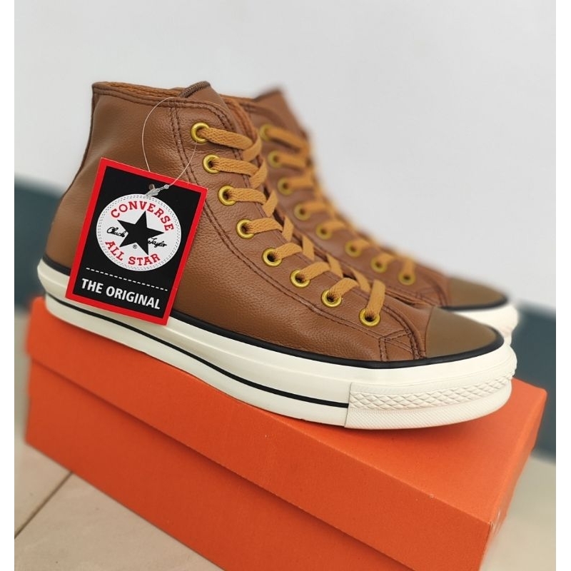 Jual [ GRADE ORIGINAL ] CONVERSE KULIT EMBTECH COKLAT MUDA HIGH TOP ...